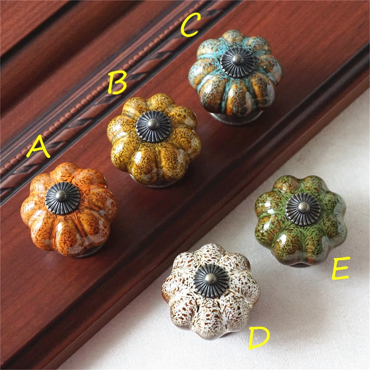 1pcs Pumpkin Knobs Ceramic Knobs Dresser Knob Drawer / Cabinet - Etsy