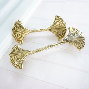 3.78" 5.0" Ginkgo Solid Brass Kitchen Pulls Gift Cabinet Handles Dresser Knobs Handles Drawer ...