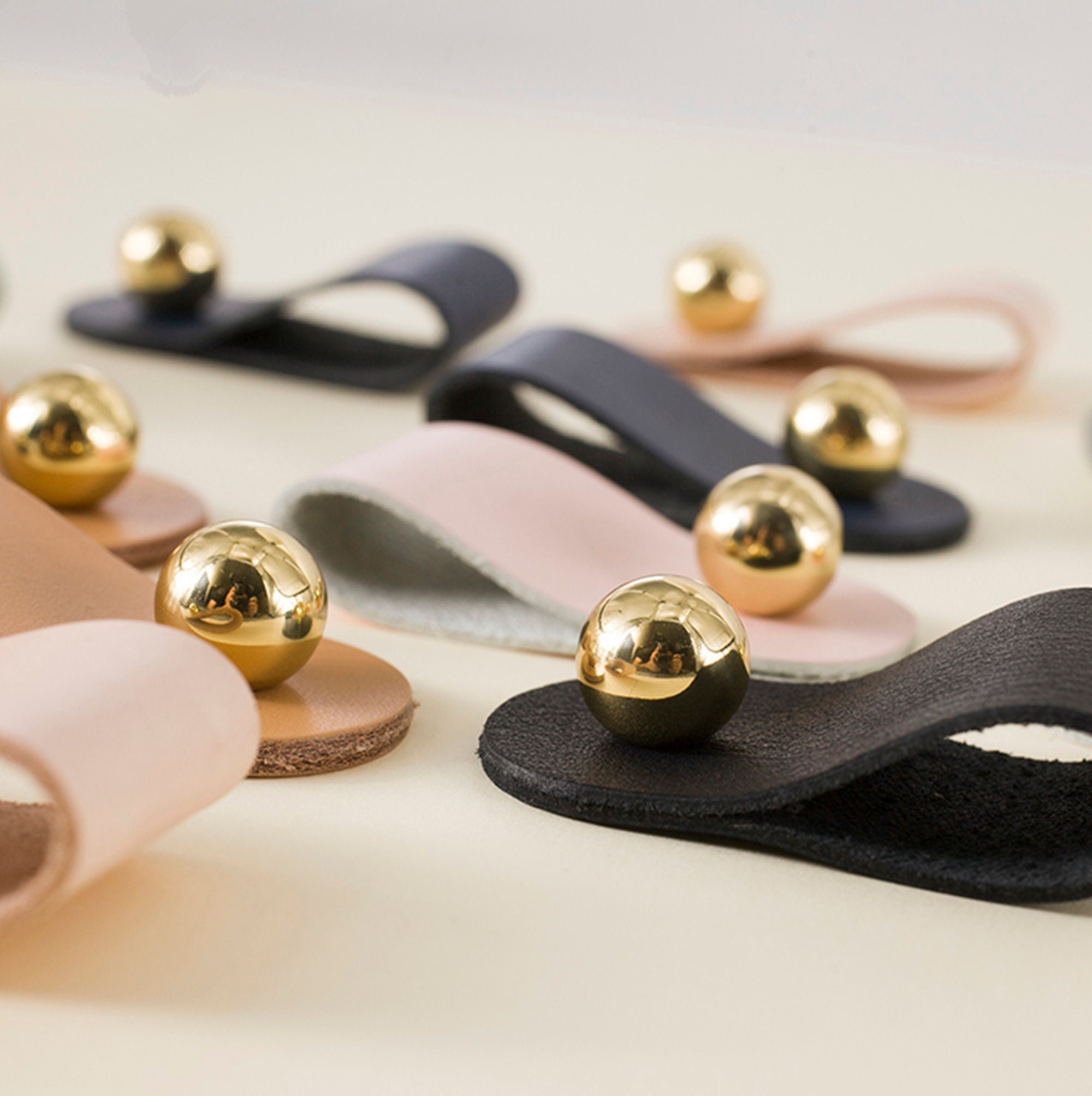 Brass Knobs Leather Cabinet Knobs Door Knobs Drawer Knobs | Etsy