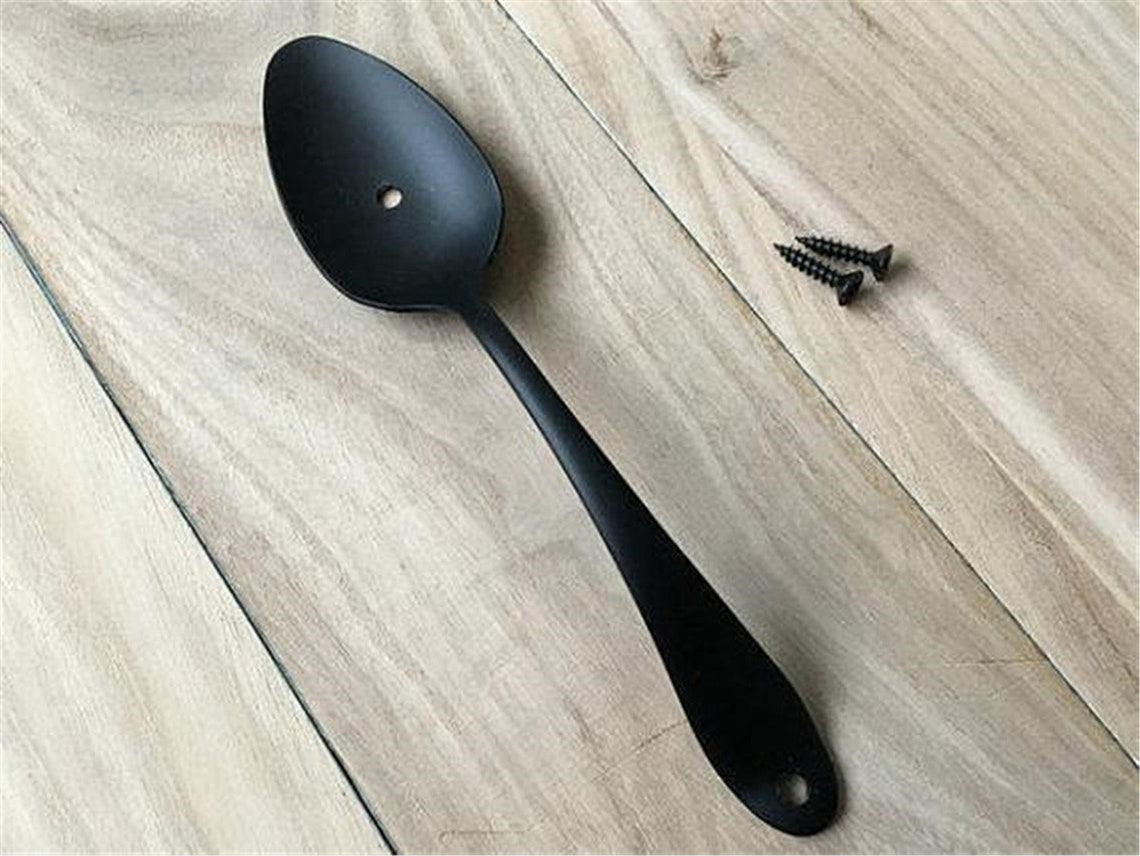 Spoon Fork Kitchen Cabinet Door Handles Unique Antique Black - Etsy