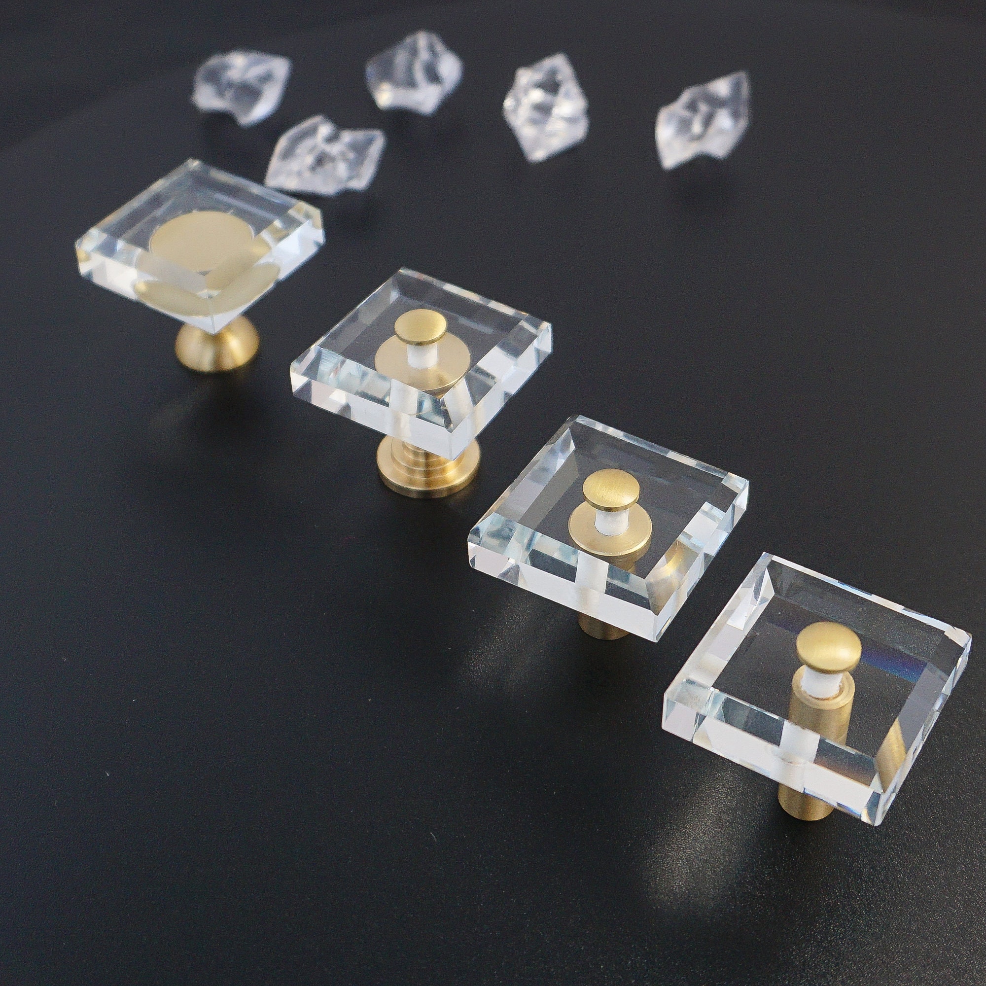 Square Brass Acrylic Knob Kitchen Knobs Pulls Gift Cabinet | Etsy