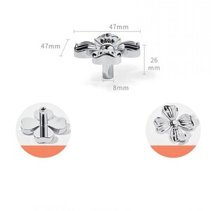 Brass Chrome Four Leaf Flower Cabinet Knobs Handles Drawer Knobs Pulls Handles Dresser Knobs ...