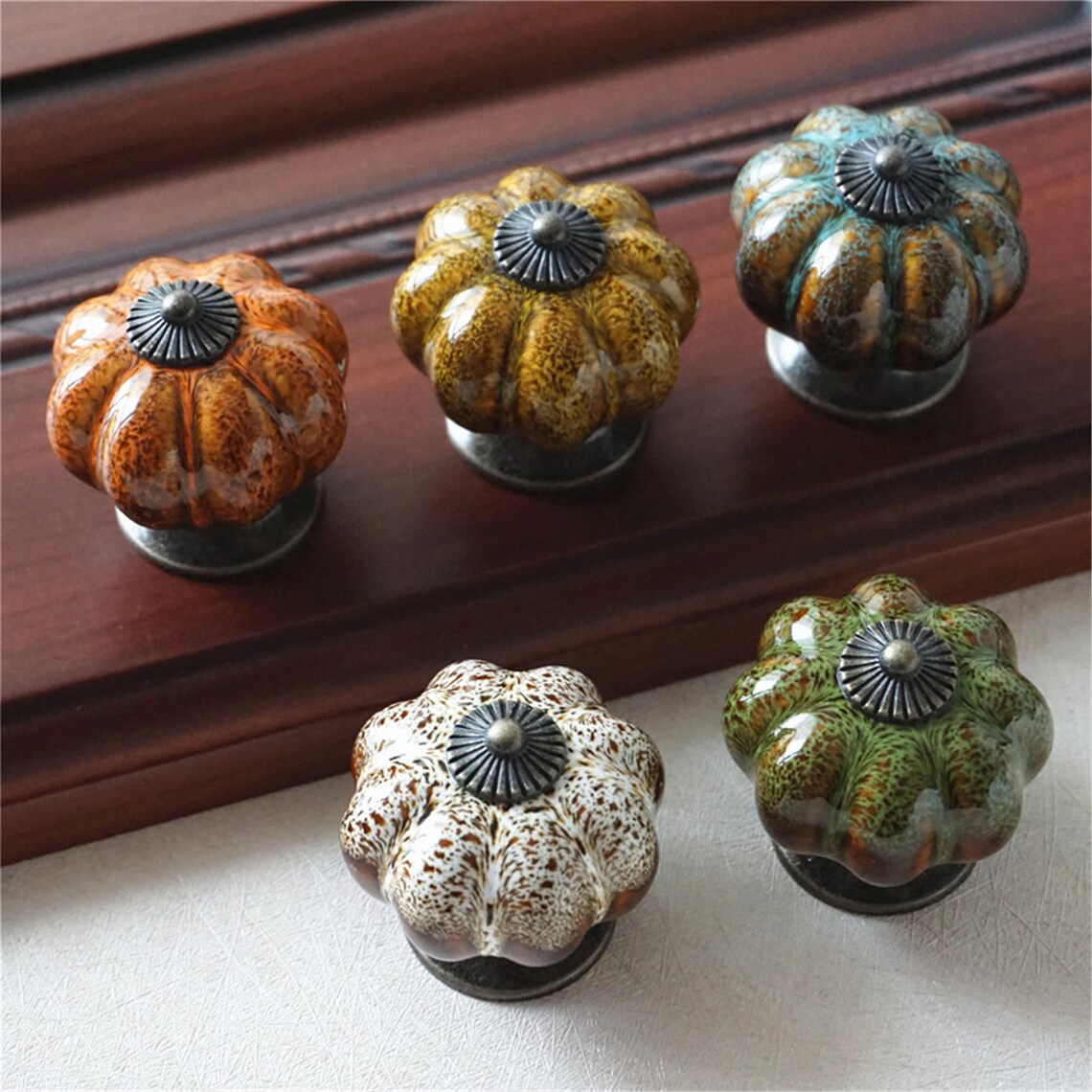 1pcs Pumpkin Knobs Ceramic Knobs Dresser Knob Drawer / Cabinet - Etsy