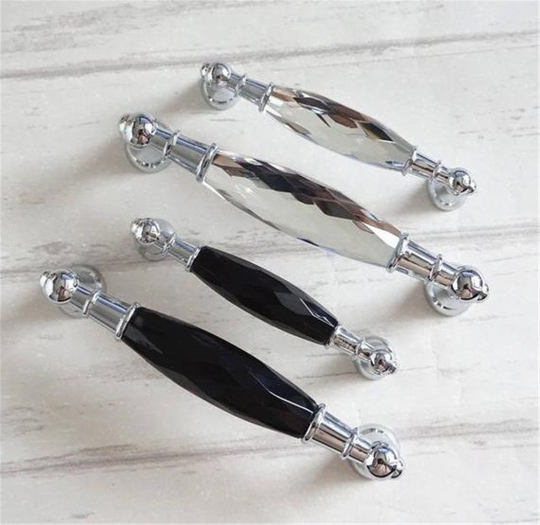 3.78 5 Glass Dresser Drawer Handles Pulls Knob Chrome Clear Silver ...