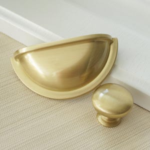 3" Brushed Gold Cup Pull Drawer Pulls Handle Dresser Knobs Handles ...