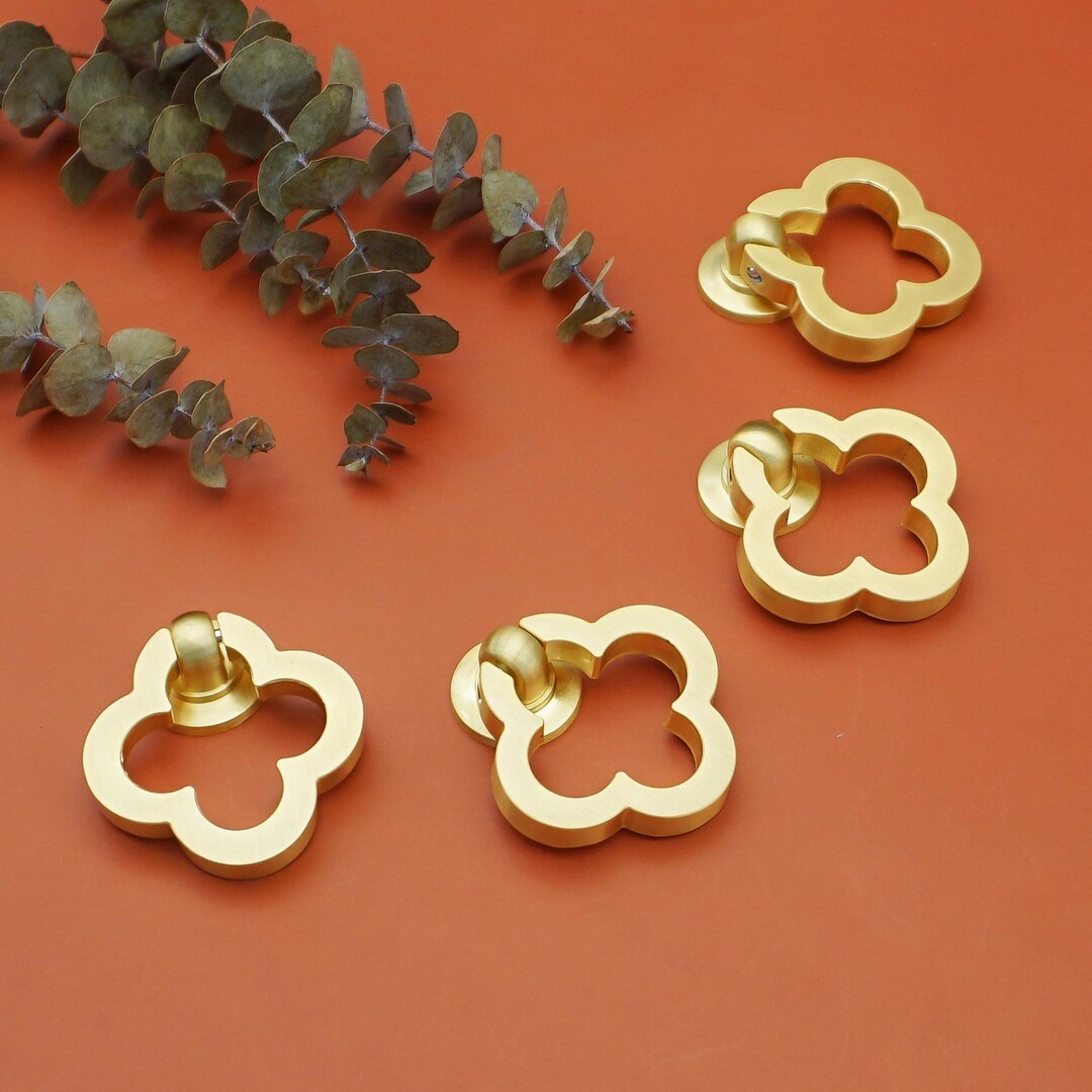 Brushed Brass Dresser Knobs Drawer Knobs Pulls Kitchen Cabinet Pulls Handle Door Knob Ring Drop ...