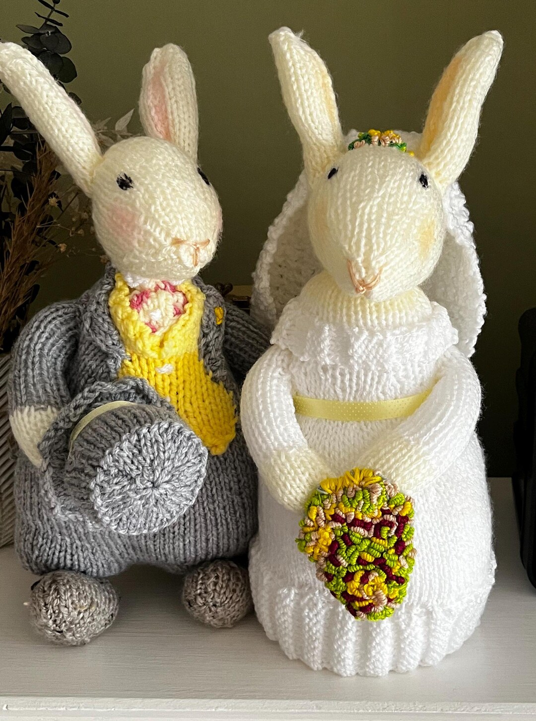 Knitted Bunny Rabbit Couple | Bride & Groom | Wedding Table Decorations ...