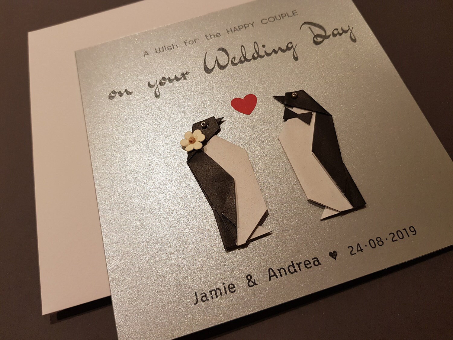 Personalised Wedding Card / Penguin Wedding Card / Origami - Etsy UK