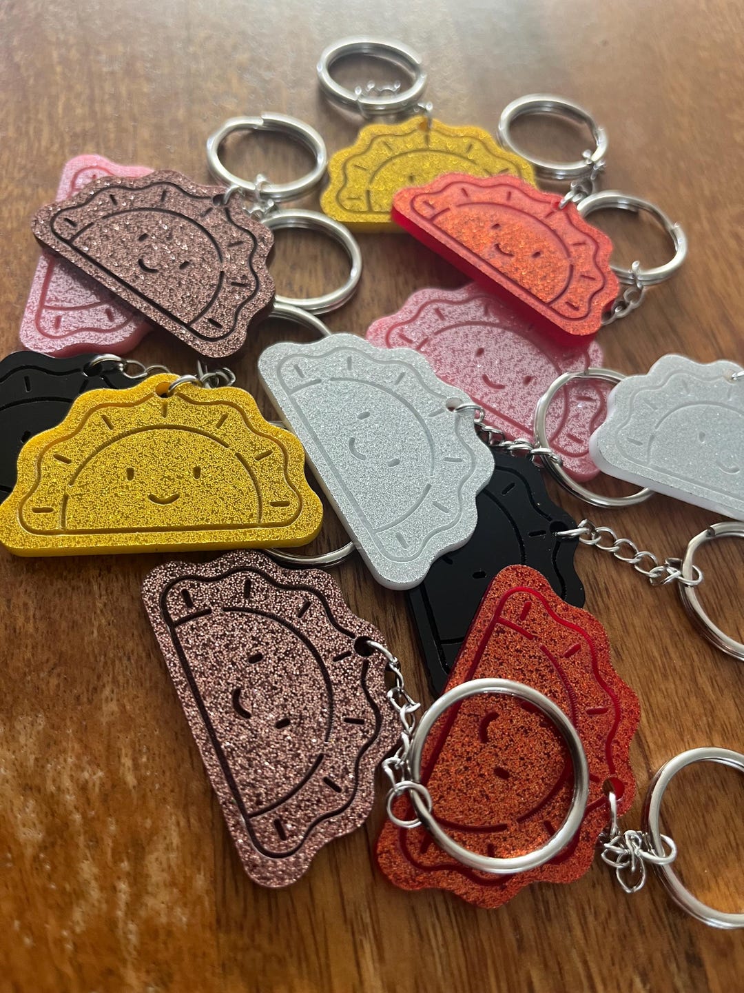 Kawaii Pierogi Keychain: Glitter Acrylic Polish Food Key Ring - Etsy