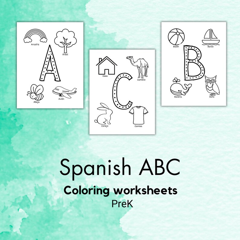 Spanish Alphabet Prek Coloring Sheets, Spanish Activities for Preschool ...