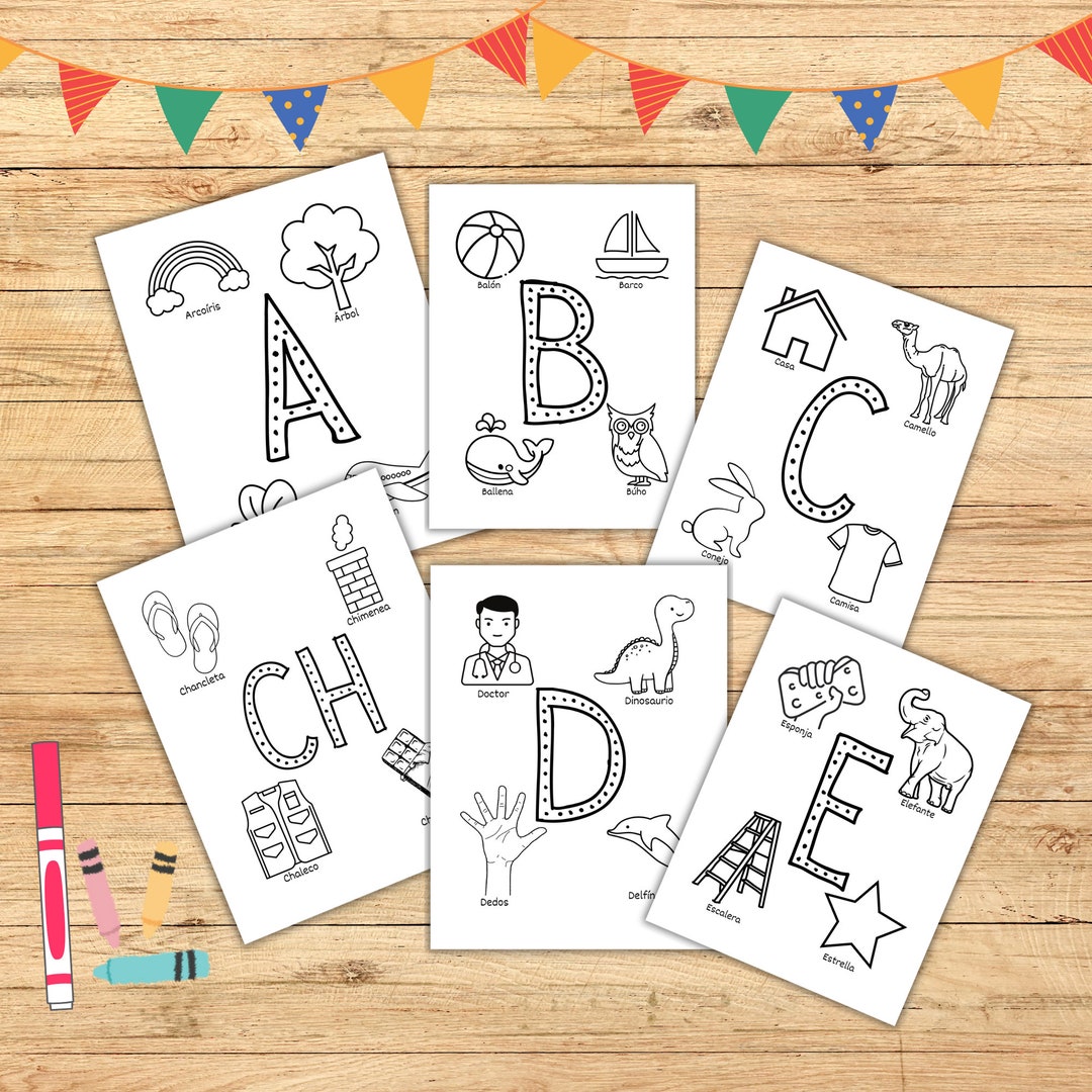Hojas para colorear de PreK del alfabeto en español, actividades en ...