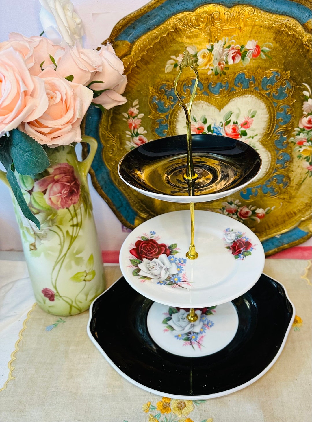 Queen Anne Roses 3 Tier Cake Stand Gorgeous - Etsy