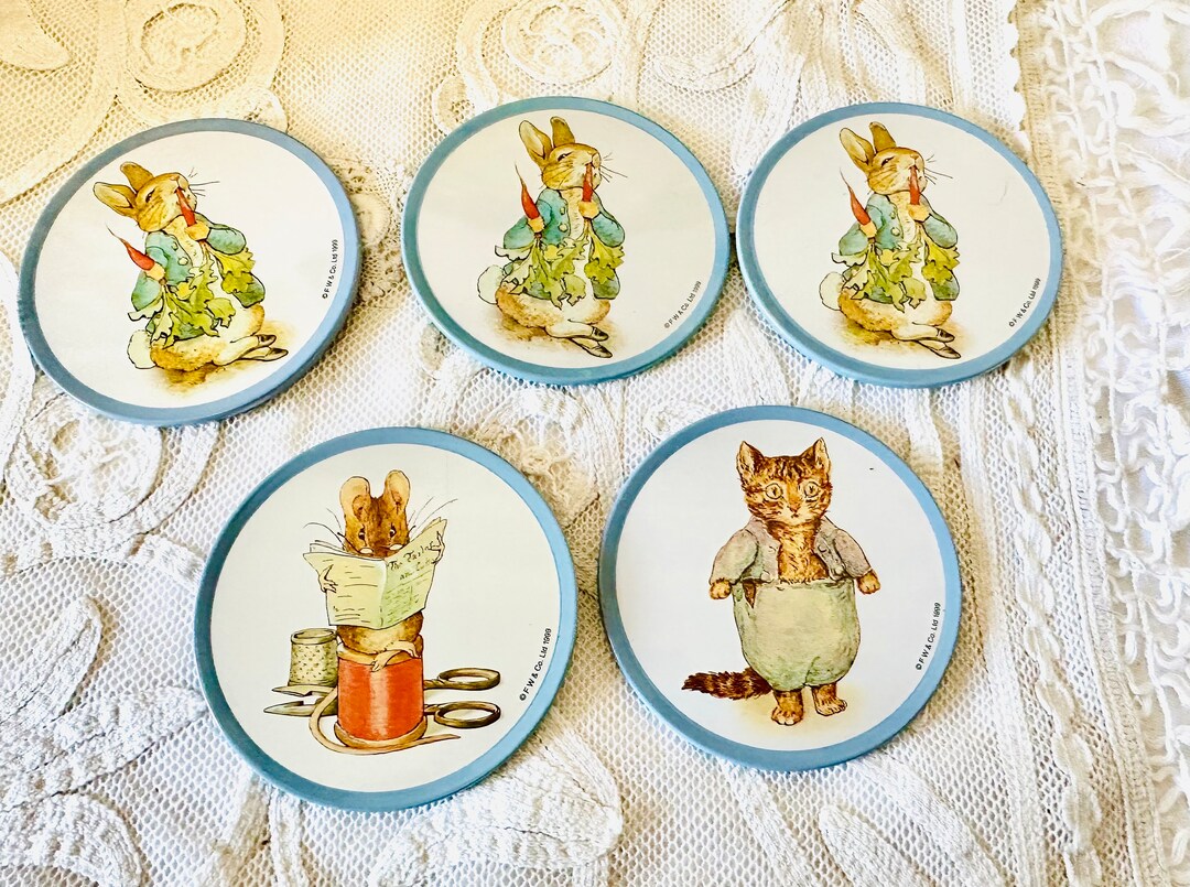 The World of Beatrix Potter Round Coasters X 5 - Etsy