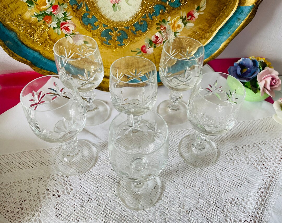 Dainty Vintage Cut Crystal Liquor / Madeira Dessert Wine Glass X 6 ...