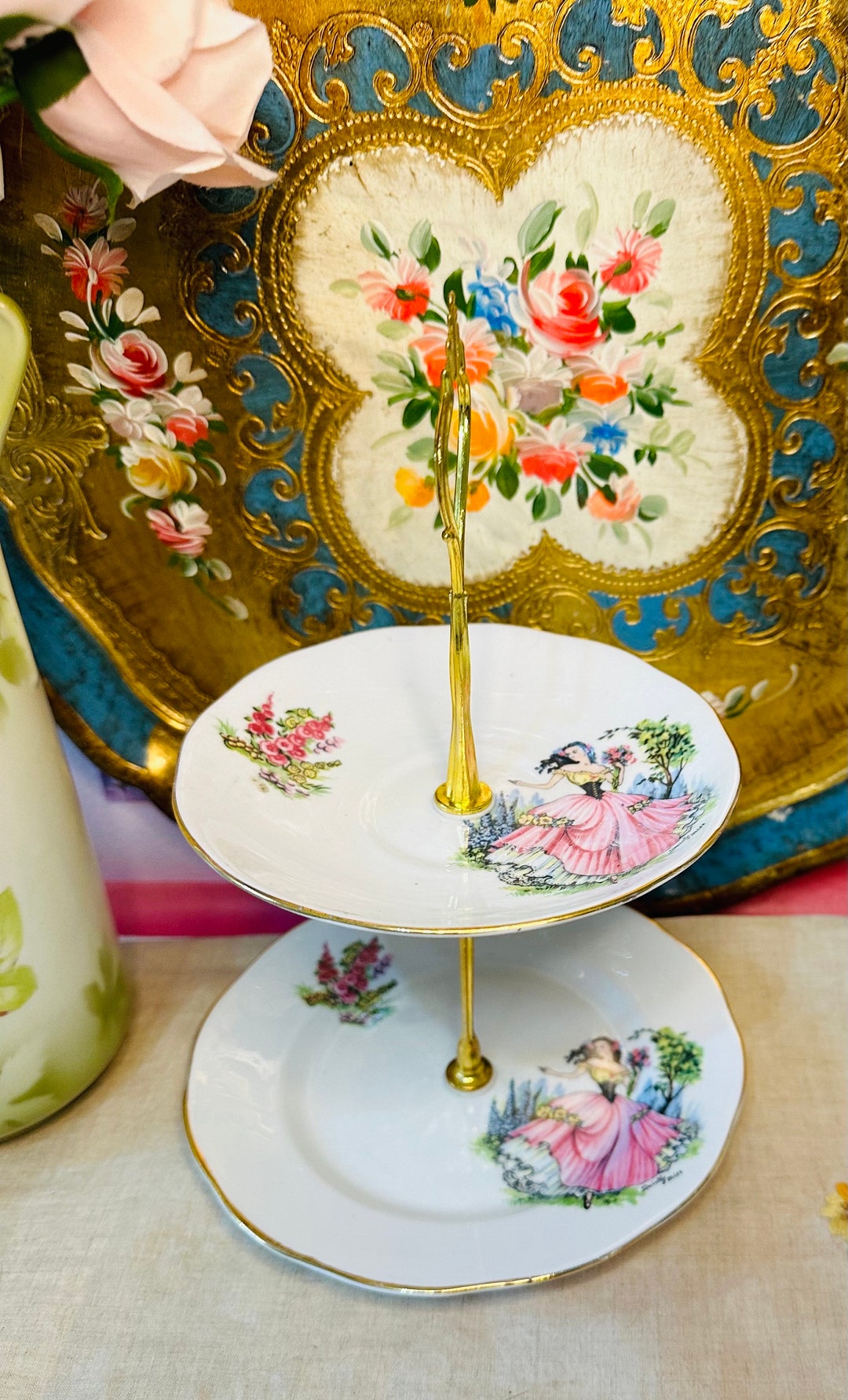 Vintage Ashby Dainty Miss Dancing Gypsy Girl 2 Tier Cake Stand Unused ...