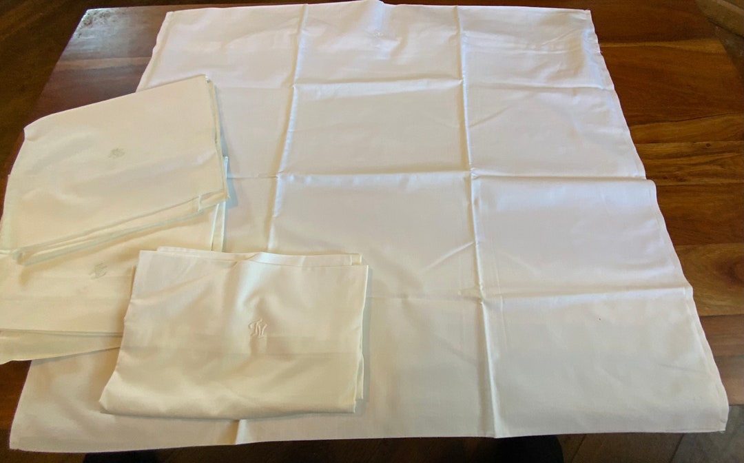 Vintage Beautiful and Unusual Large Square Pillow Cases With 'AL ...