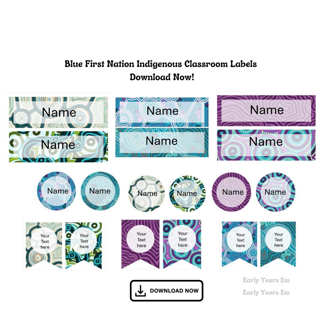 Blue Classroom Labels Indigenous Preschool Daycare Decoration - Etsy ...