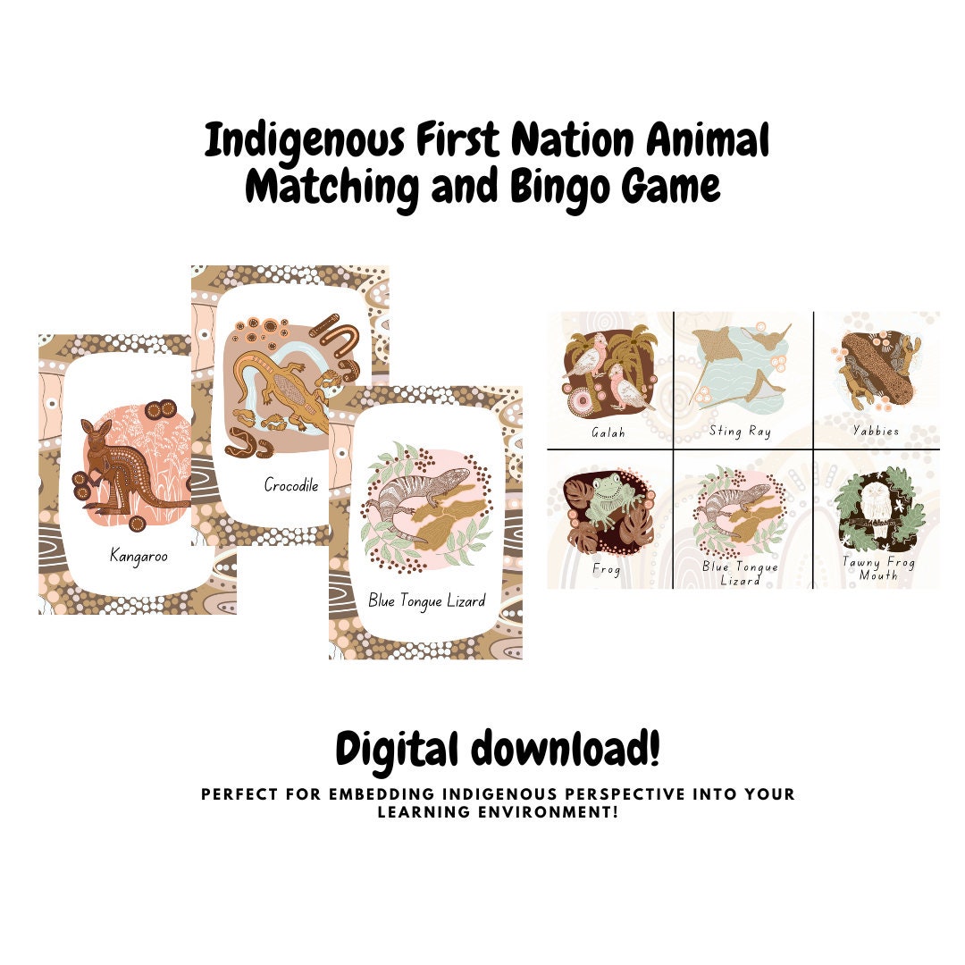Indigenous First Nation Aboriginal Autralian Animal Matching Game and ...