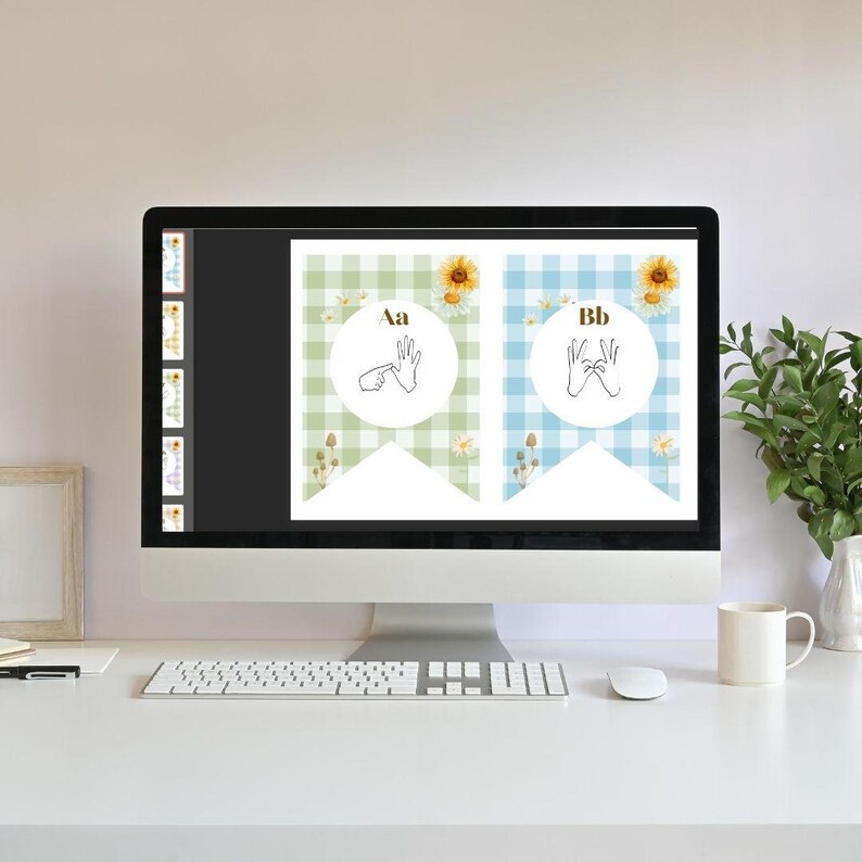 Auslan Bunting and Posters Rainbow Gingham Alphabet and Numbers ...