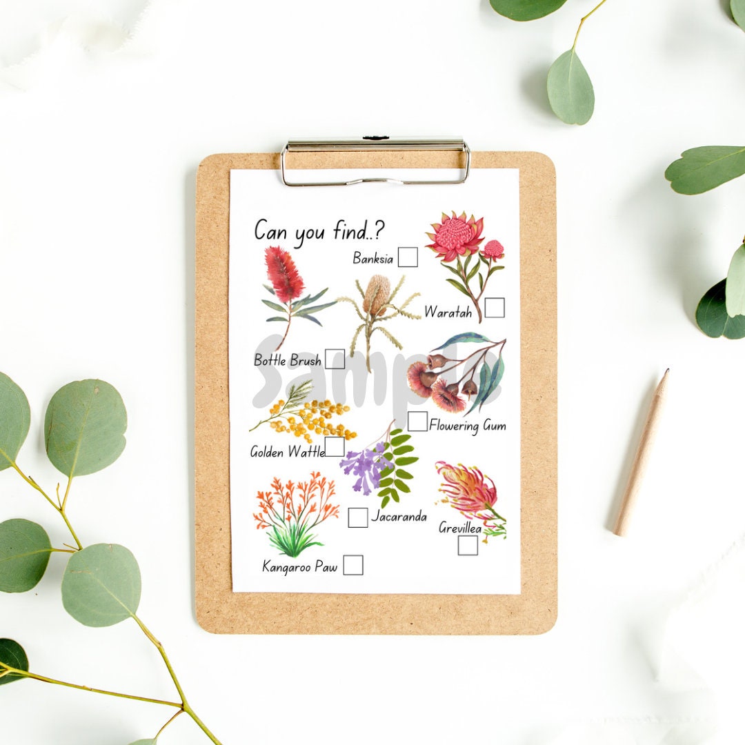 Australian Native Flower Scavenger Hunt Checklist Printable, Nature ...