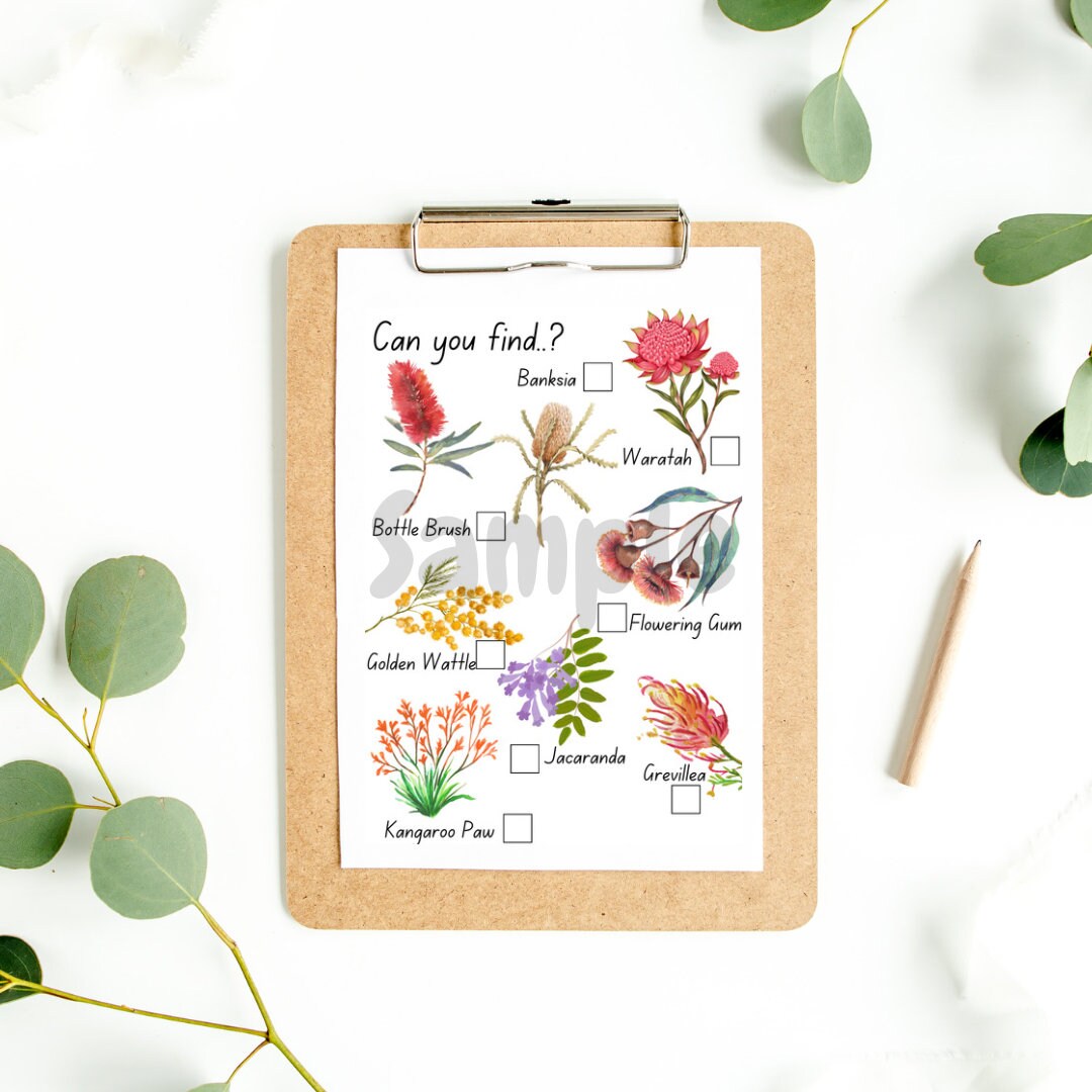 Australian Native Flower Scavenger Hunt Checklist Printable, Nature ...