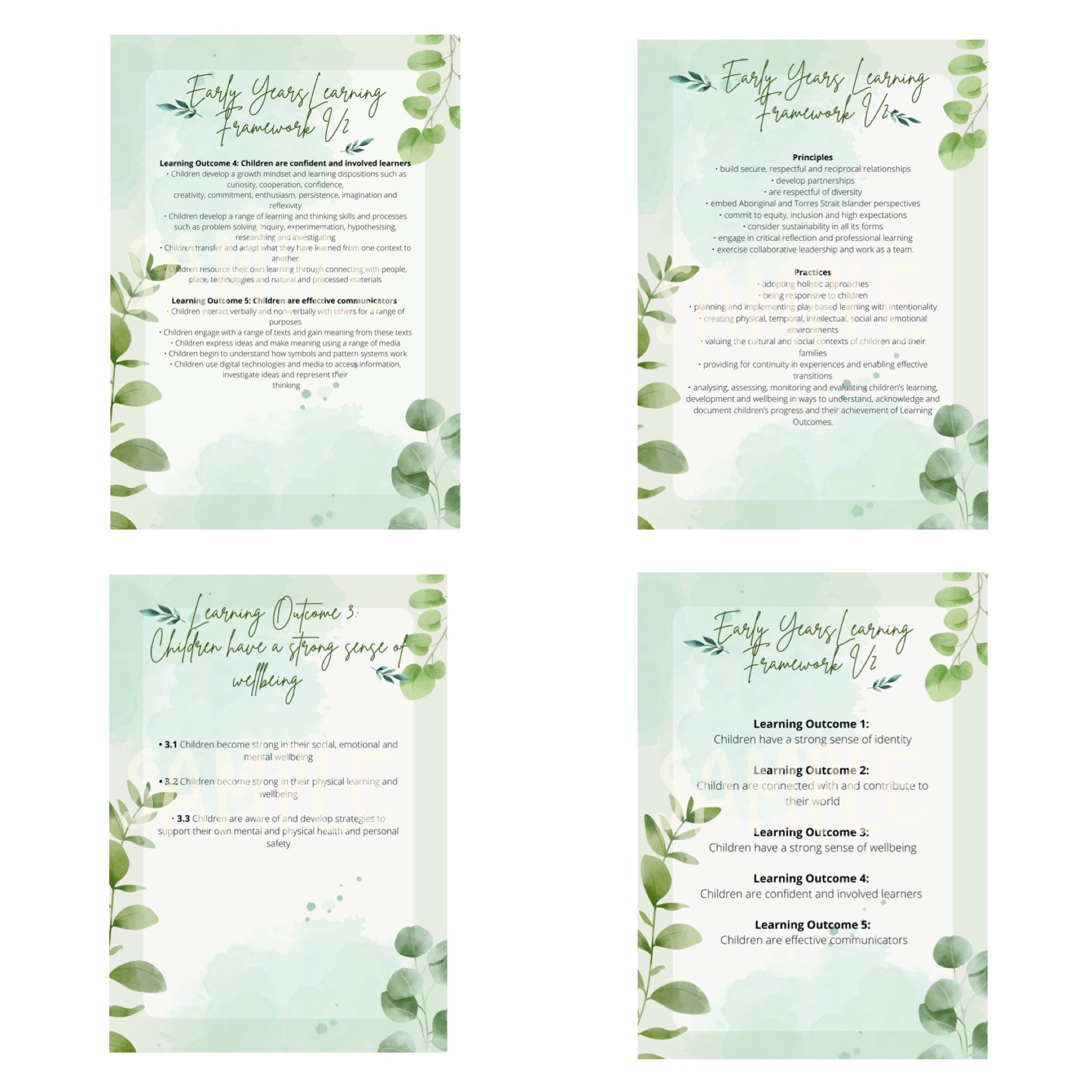 Early Years Learning Framework V2 EYLF Version 2 Digital Download Green ...