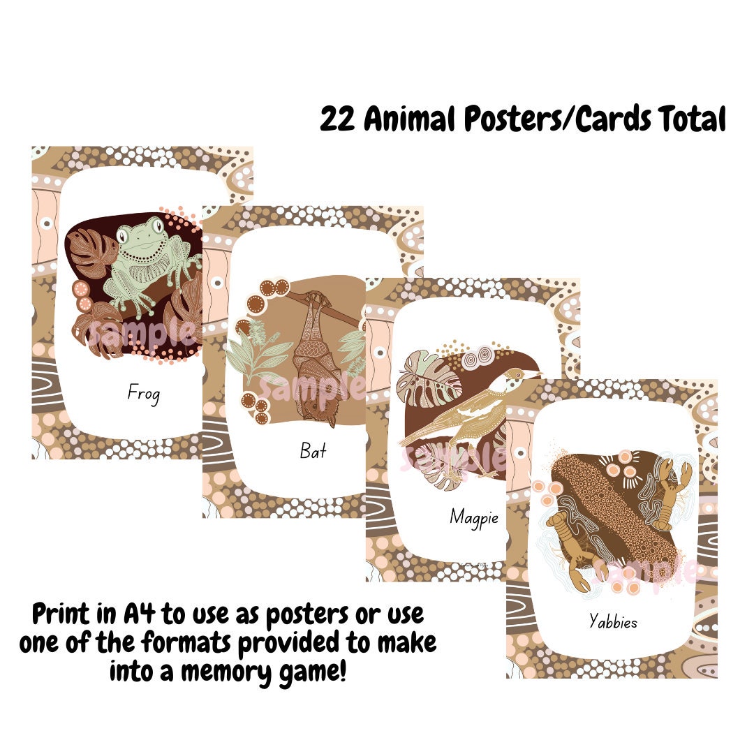 Indigenous First Nation Aboriginal Autralian Animal Matching Game and ...