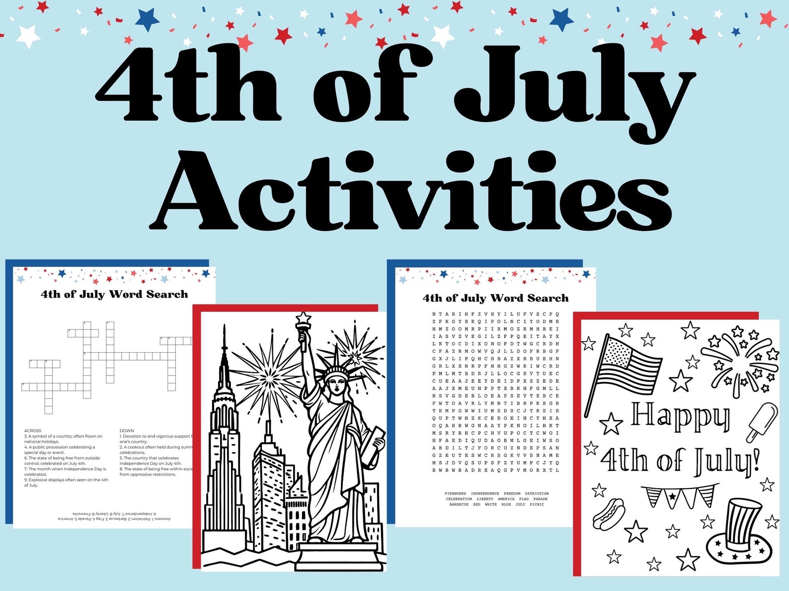 4th of July Kids Activity Bundle: Fun Patriotic Printables - Etsy