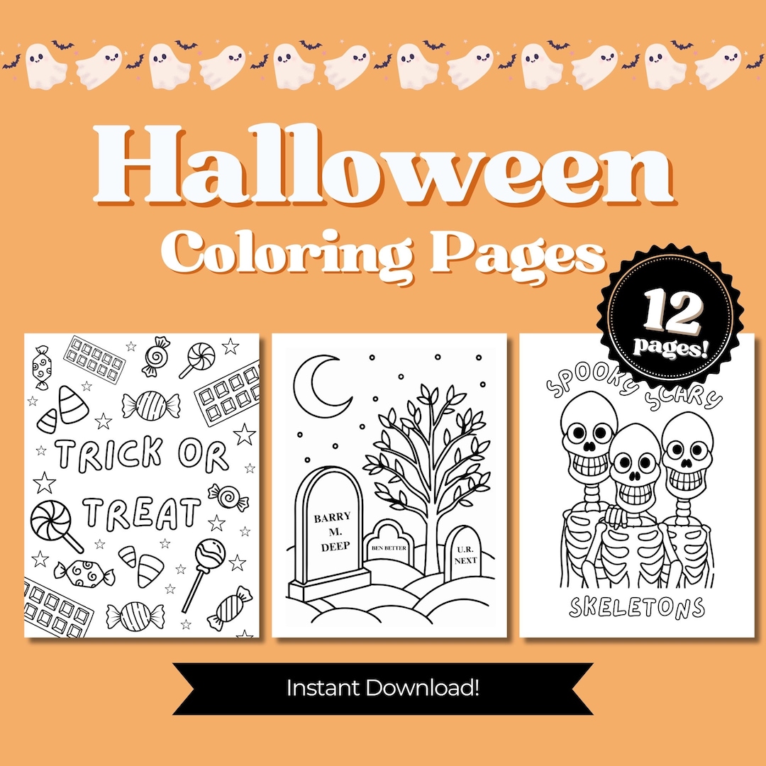 Cute Kids Halloween Coloring Pages Printables - Etsy