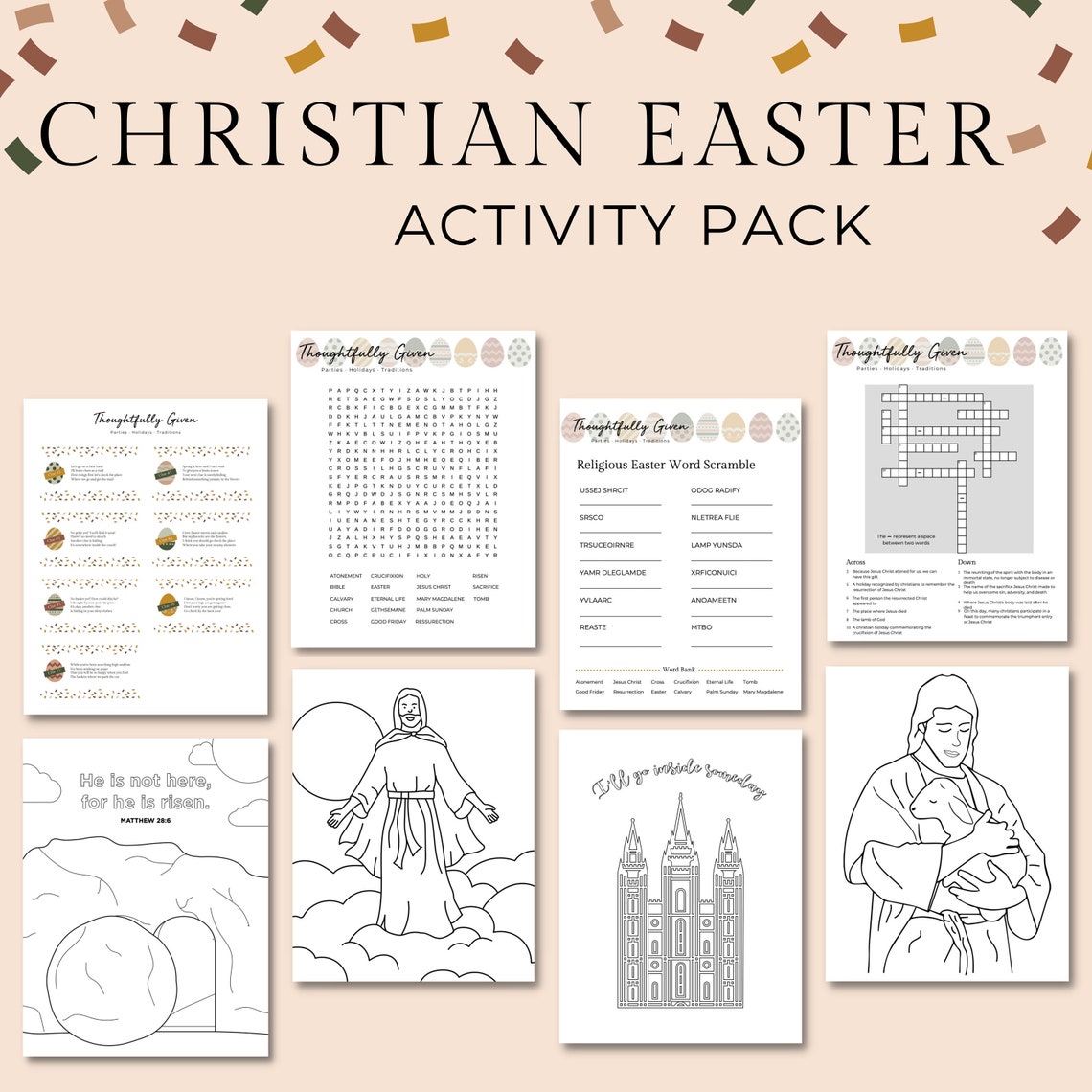 Christian Easter Activity Pack, Christian Poloring Pages, Christian ...