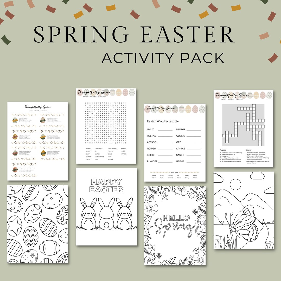 Spring Easter Activity Pack, Spring Coloring Pages, Spring Activity ...