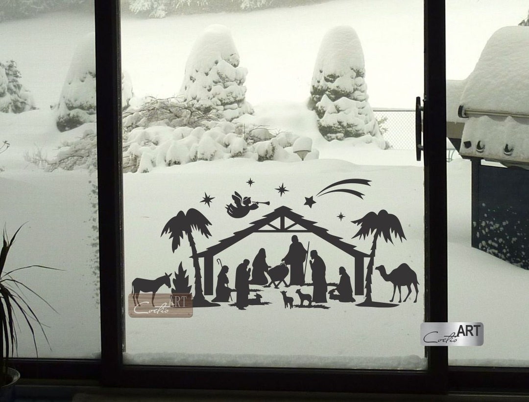 Christmas Nativity Scenes Noel Window Wall Sticker Vinyl Decal Three ...