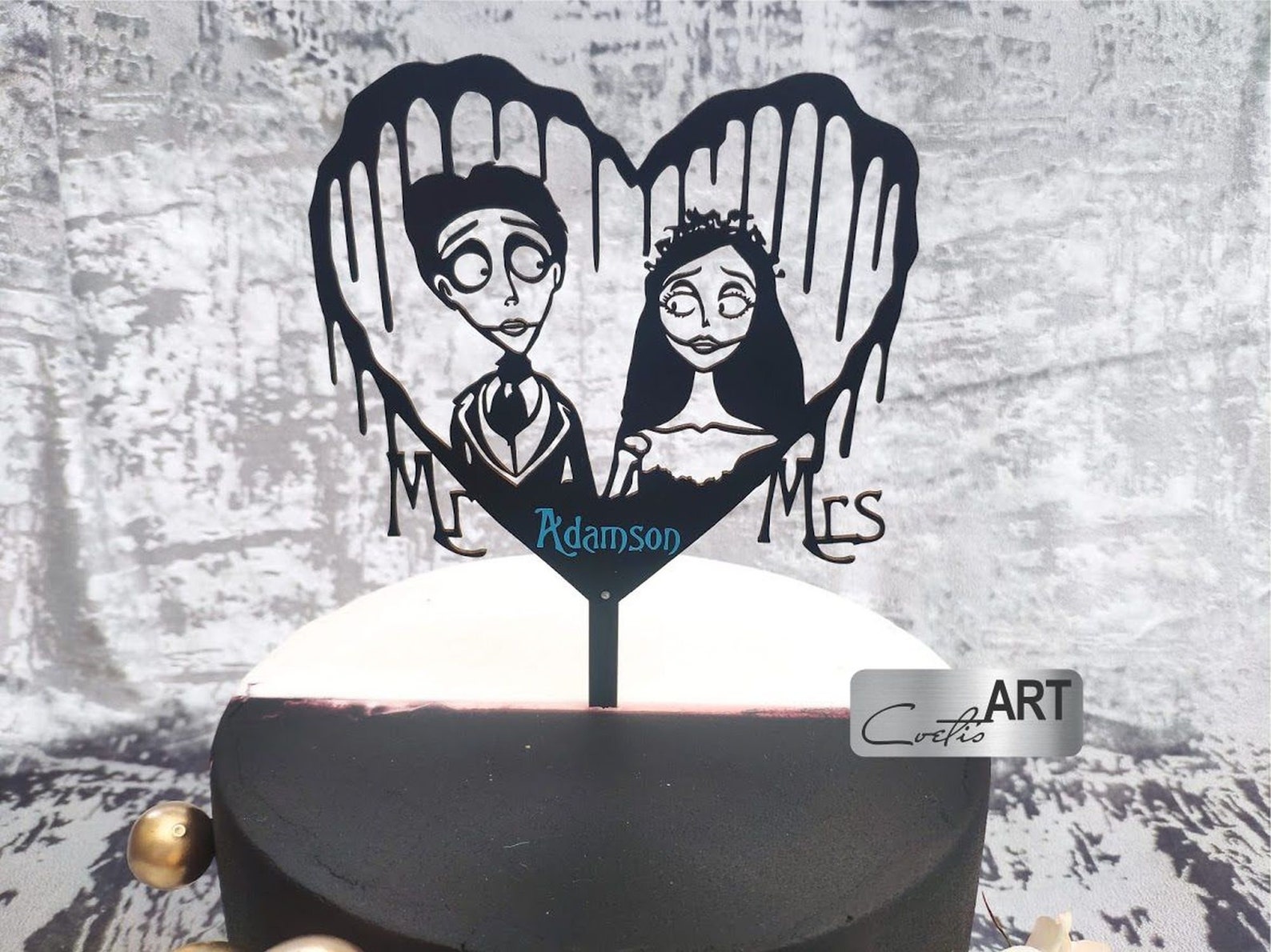 Corpse Bride & Victor Cake Topper: Custom Names, Gothic Wedding Topper ...