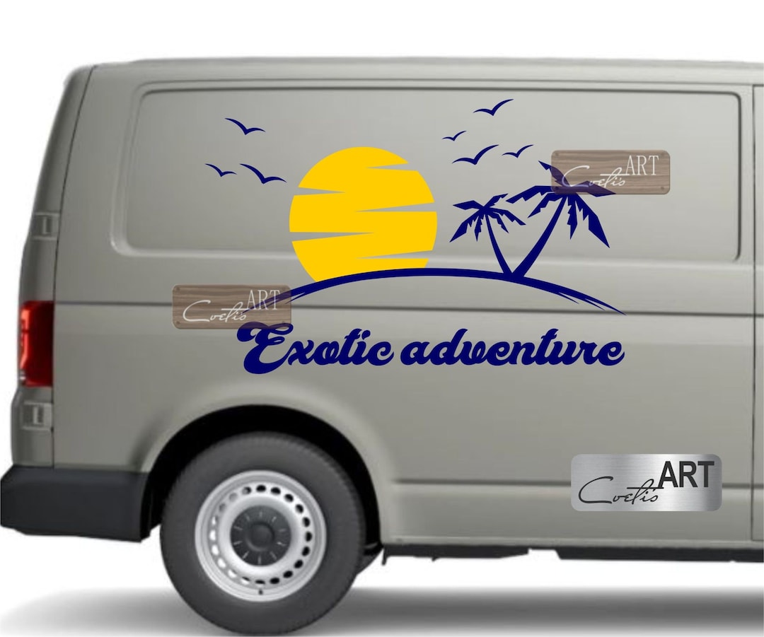 Custom Exotics Palms and Sunset Van Camper Caravan Stickers Vinyl ...