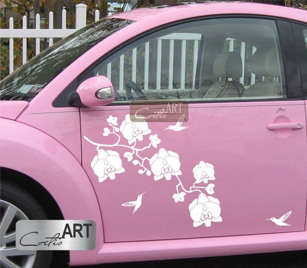 Orchid Hummingbird Car Decal: Flowers Jeep, Van, RV Motorhome Sticker ...