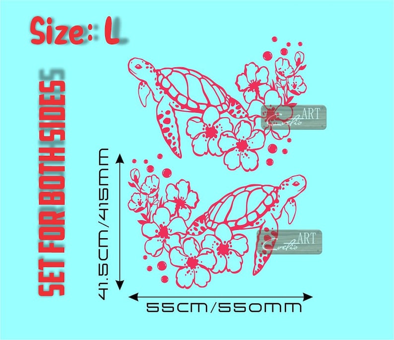 Set Turtle With Flowers Sea Bubbles Sticker Car Van Stickers - Etsy