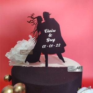 Vampire Couple Custom Names Date Cake Topper Wedding Cake Topper Bride ...