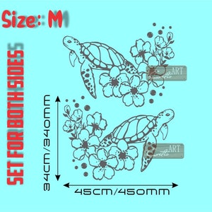 Set Turtle With Flowers Sea Bubbles Sticker Car Van Stickers Truck ...