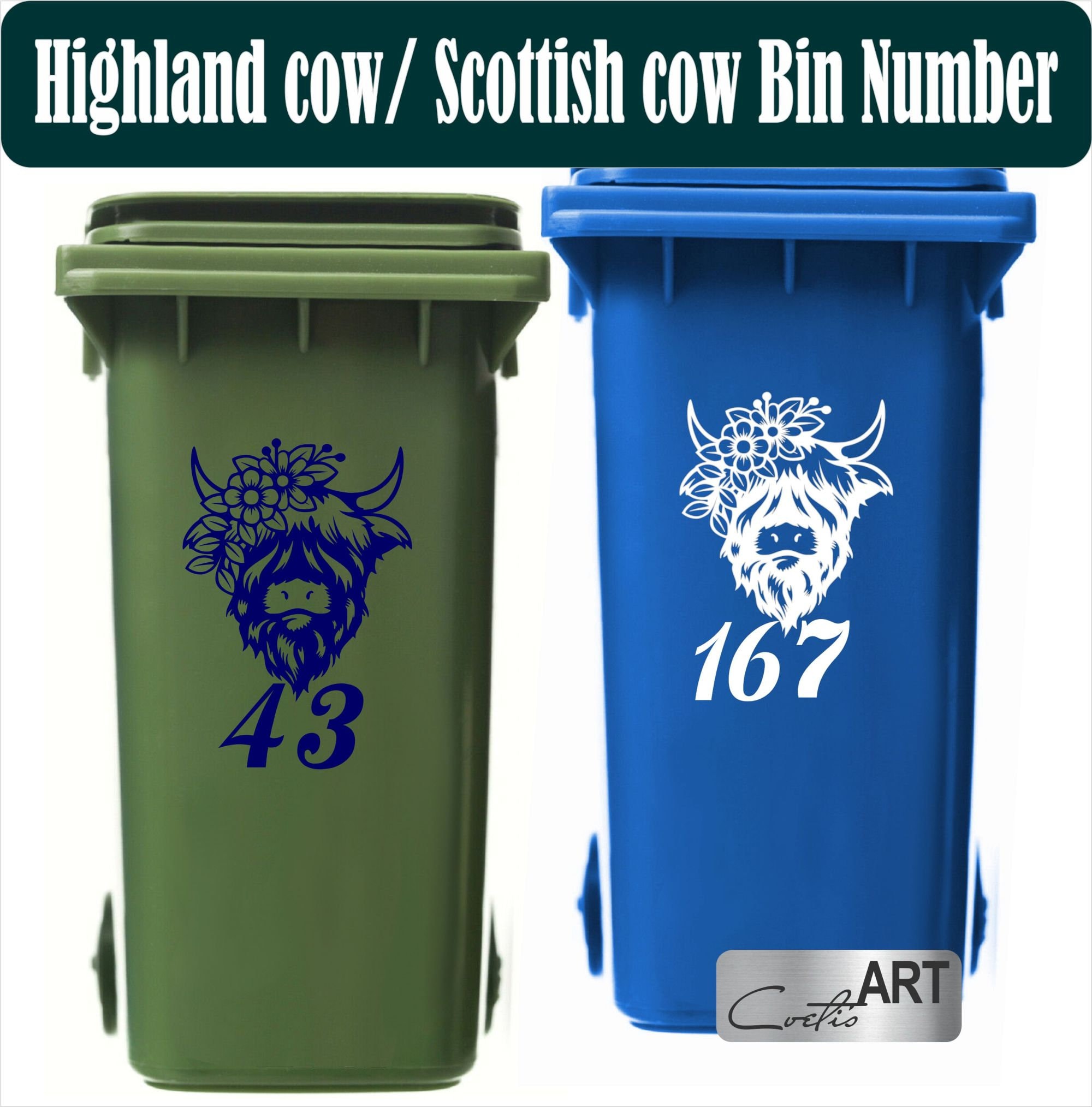 Highland Cow Bin Wheelie Bin Number/ Numbers Sticker Decal - Etsy