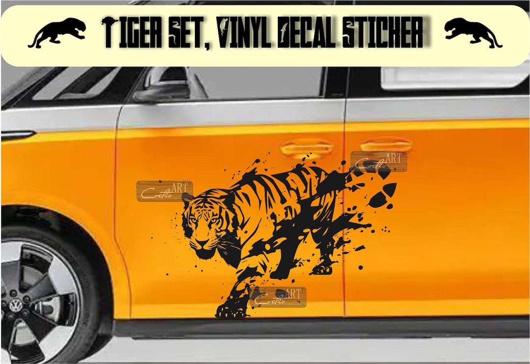 Auto Tiger Vinyl Decal Set: Car, Van, Camper - Customizable Size ...