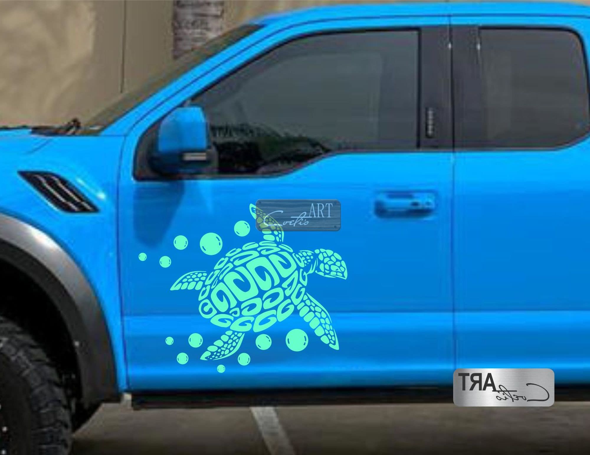 Set Sea Turtle With Bubbles Sticker Car Van Stickers Truck - Etsy