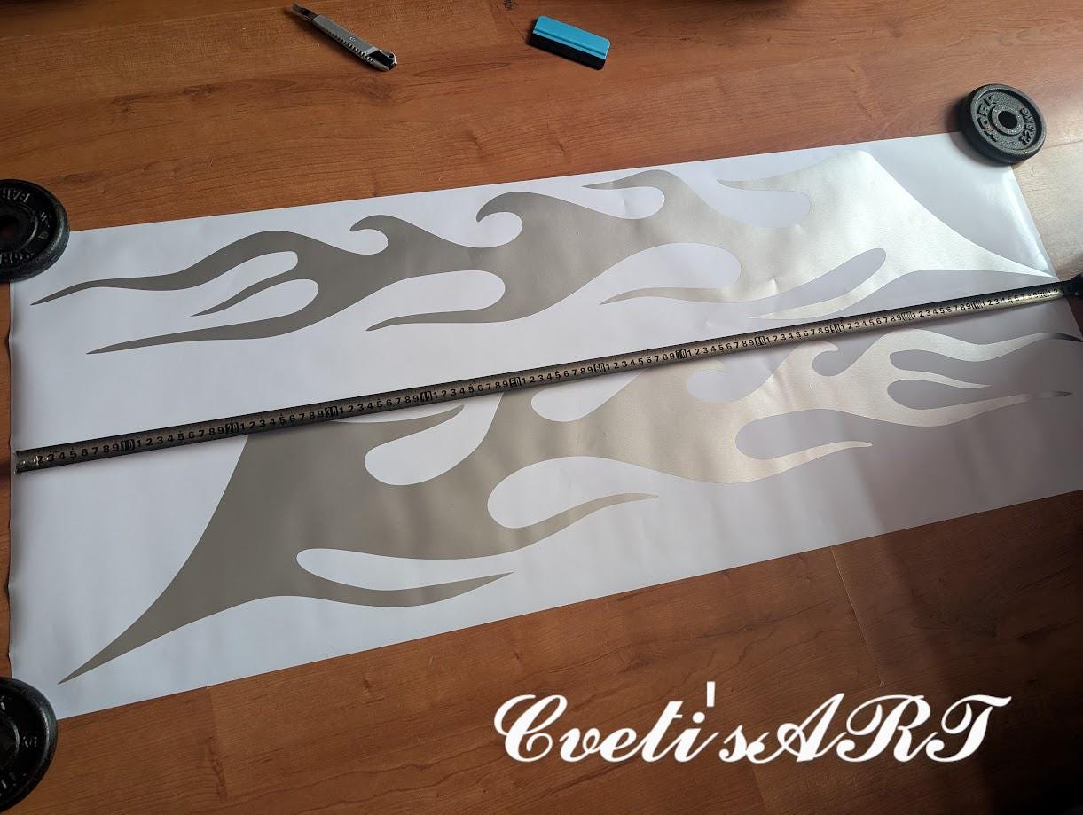 Metallic FIRE Flames Decal: Custom Vinyl Stickers for Car, Van, Jeep ...