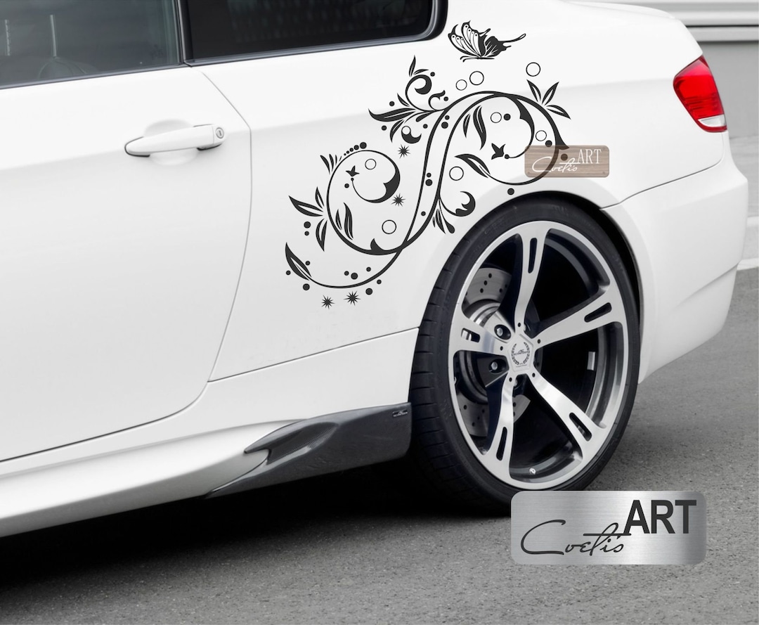 X2 Floral Motif and Butterfly Car Sticker Van Stickers Decals Sticker ...