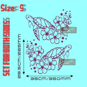 Set Turtle With Flowers Sea Bubbles Sticker Car Van Stickers Truck ...
