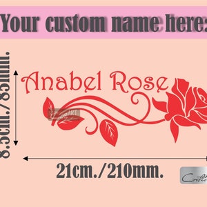 Custom Name Single Rose Flower Car Sticker Van Kemper Caravan Decal ...