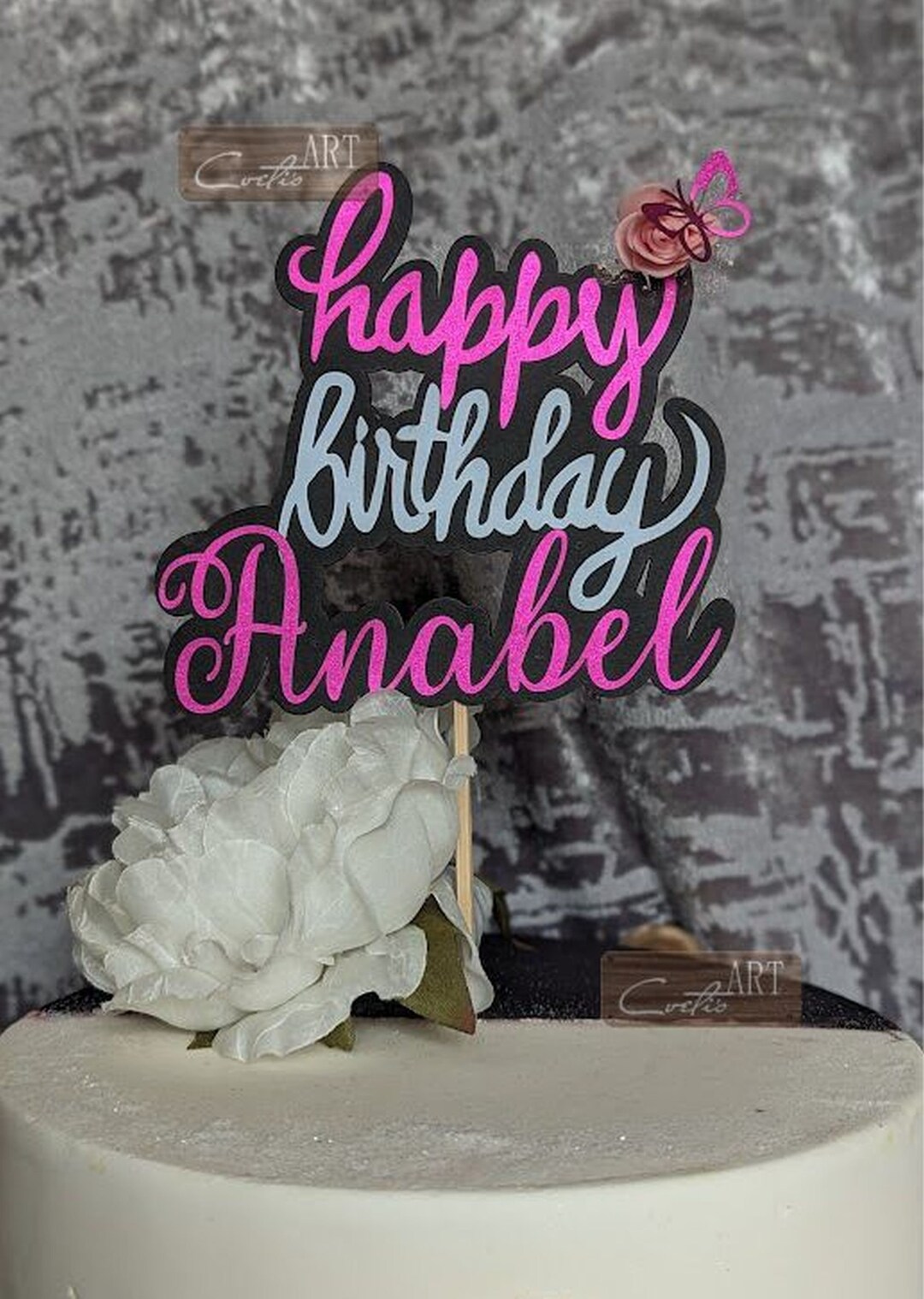 Custom Glitter Birthday Cake Topper Any Name Party Cake Decoration Gold ...