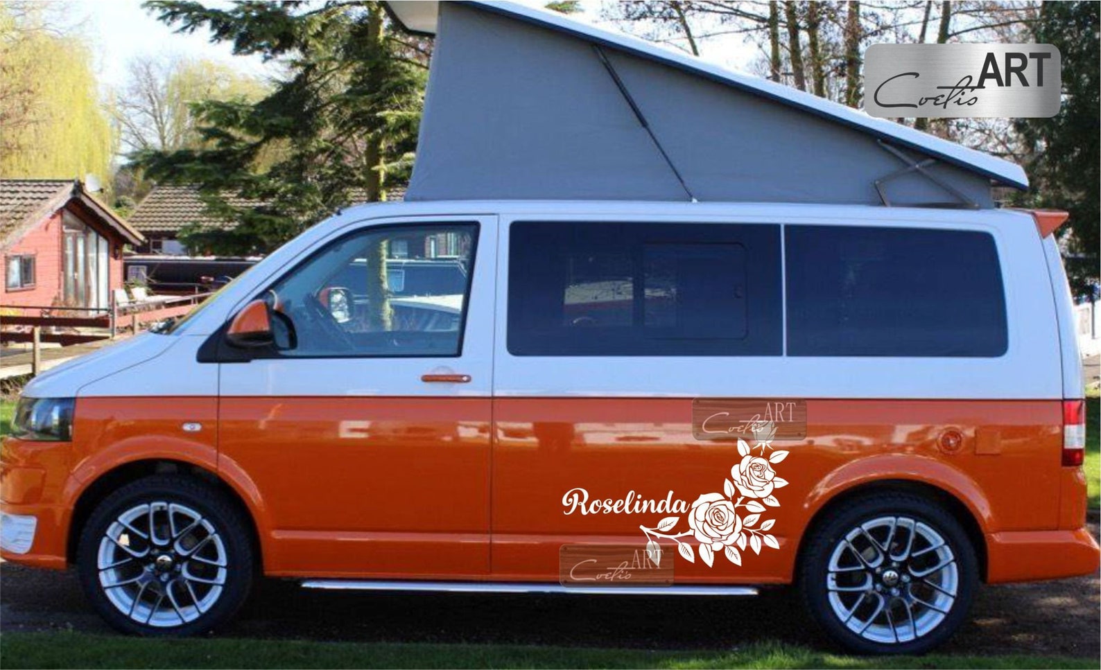 Custom Roses Car Decal: Vinyl Florist Van, Jeep, Motorhome Sticker ...