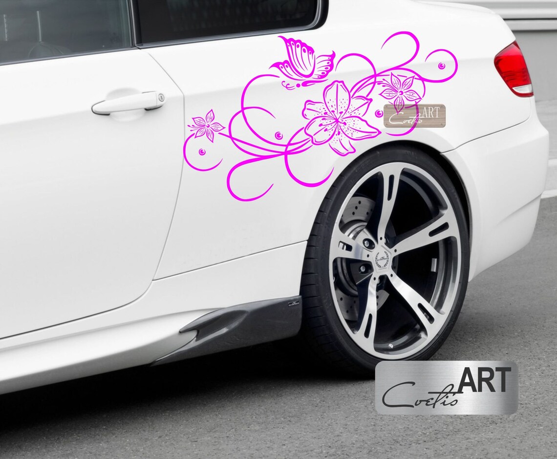 X2 Lilies Flowers Lily and Butterfly Car Sticker Van Stickers - Etsy