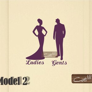 Ladies Gents Women Men Toilet Bathroom Decal Stylish Elegant Sticker ...