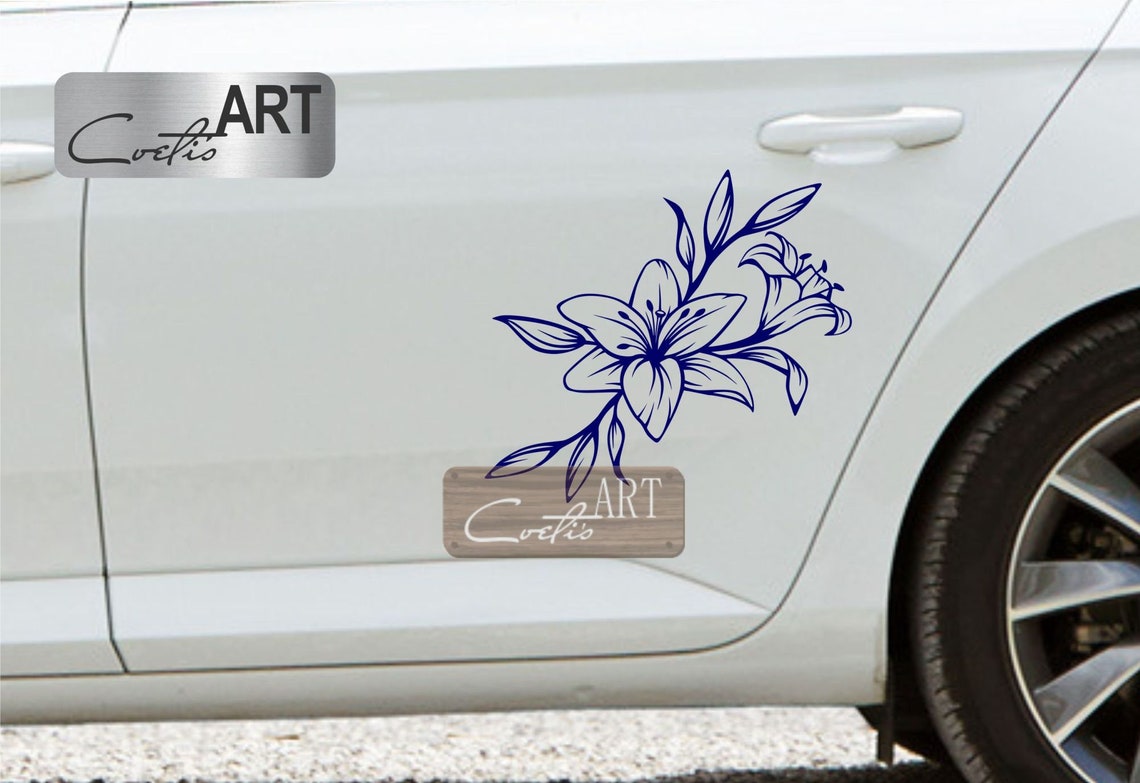Set Lilium Flowers A Pair of Lilium Car Sticker Van Stickers - Etsy
